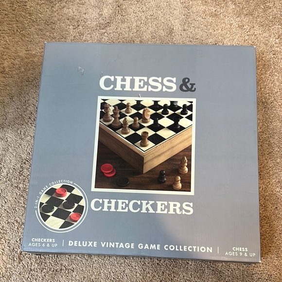 Games | Winning Solutions Deluxe Vintage Wood Chess Checkers Game Set ...